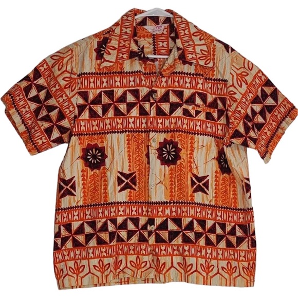 Sears | Shirts | Vintage Sears Tribal Flower Abstract Hawaiian Shirt ...